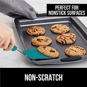 Gorilla Grip Silicone Spatula and Meat Tenderizer, Flexible Silicone Spatula Size 11.6 Inch, BPA Free Heat Resistant, Spiked Side Meat Tenderizer, Both In Turquoise Color, 2 Item Bundle