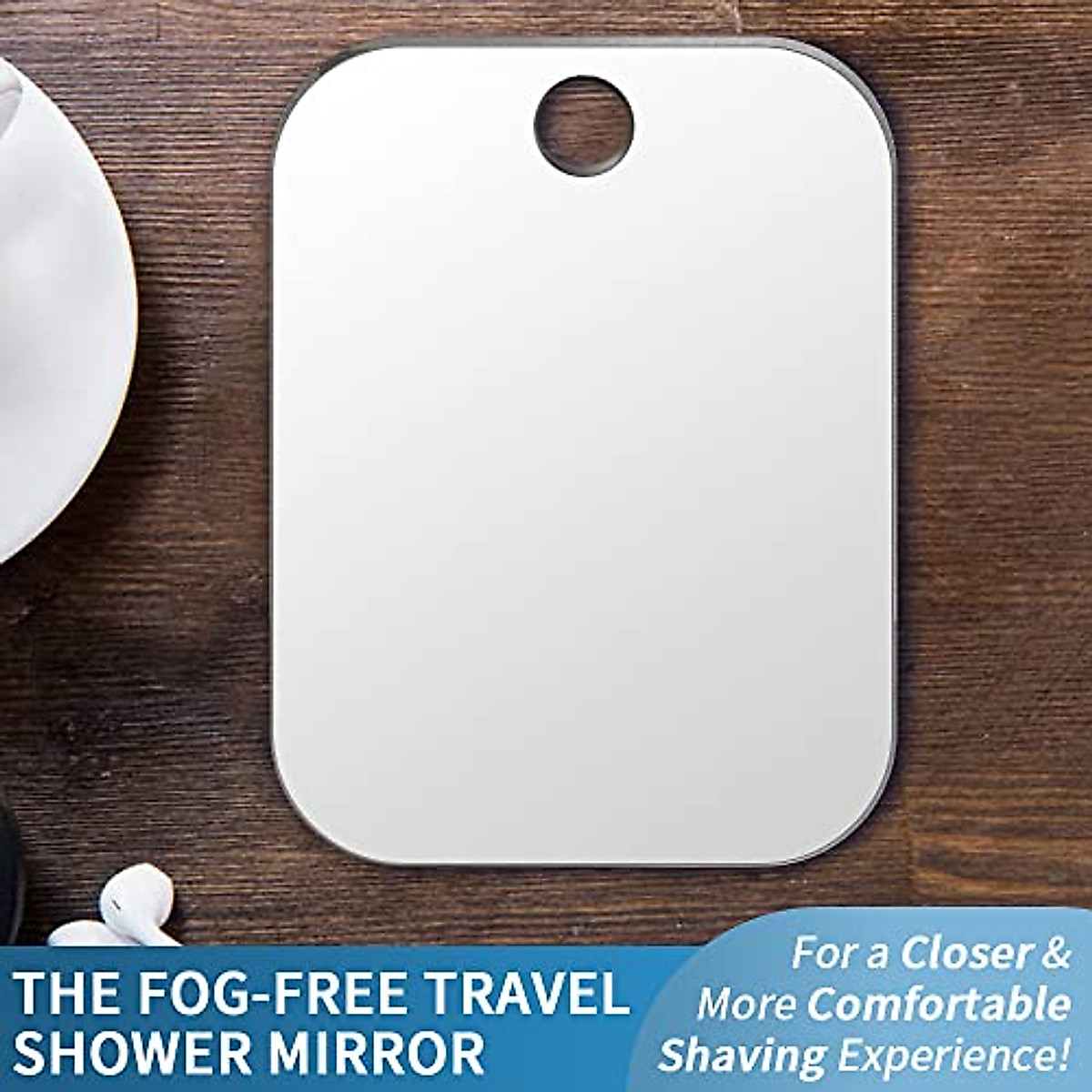 Shatterproof Shower Mirror Fogless for Shaving(2 Pack,Larger 10.7x8 inch)43% Than Original,Unbreakable Deluxe Plexiglass Makeup Mirror,Largest Bathroom Wall Hanging,Portable Handheld Camping,Silver