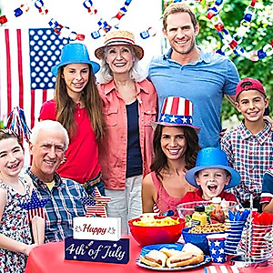 4th of July Patriotic Decorations, 3Pcs Wooden Signs, Fourth of July Red White and Blue Decorations, Memorial Day Independence Day July 4th Decor for Home Tiered Tray Decor