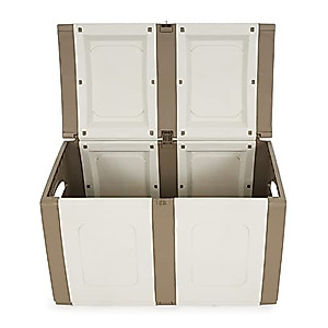 Homeplast Regular 52.83 Gallon Capacity Indoor Outdoor Heavy Duty Plastic Deck Box Storage Trunk, Beige/White