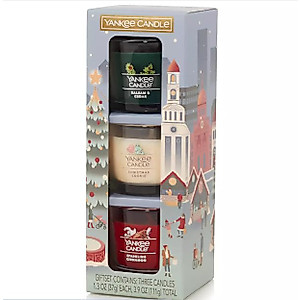 Yankee Candle Set of 3 Mini Candles - Balsam & Cedar, Christmas Cookie, Sparkling Cinnamon