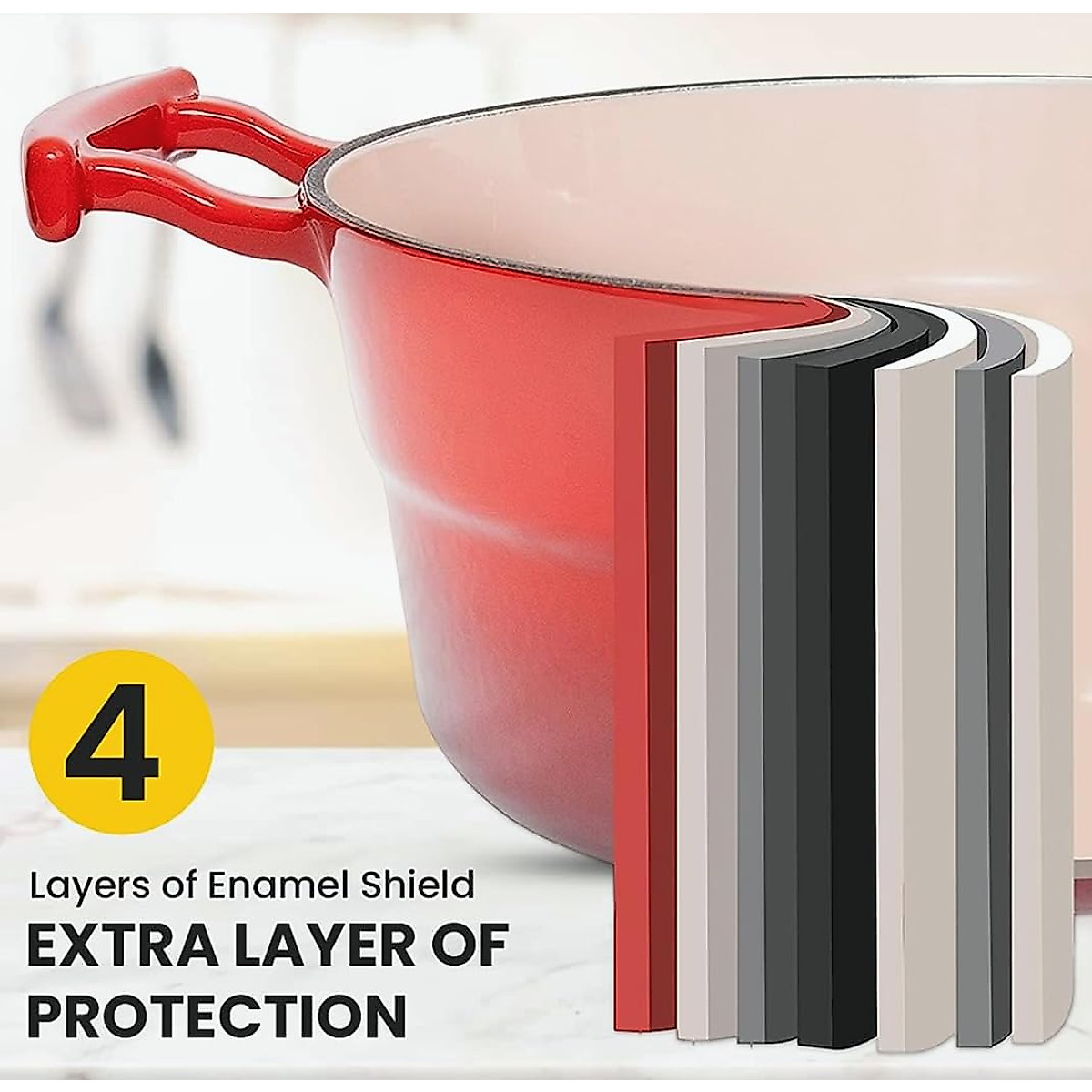 Skyriper 6 Quart Dutch Oven Pot with Lid Non-Stick Enameled Cast Iron Dutch Oven for Bread Baking, Roasting & Braising, Deep Round Heavy-duty Casserole Dish, Compatible with all Cooktops & Ovens, Red