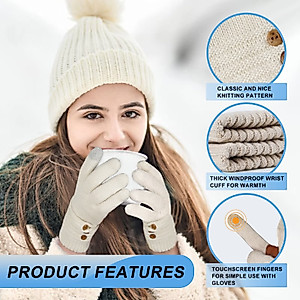 Gloves for Women, Winter Gloves Women Warm Merino Wool Cable Knit with Thick Thermal Thinsulate Lined, Gloves for Cold Weather with Touchscreen Fingers Anti-Slip (Black)