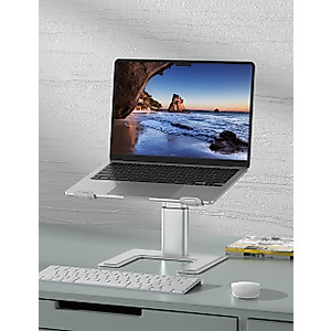 Ergopollo Laptop Stand for Desk, Computer Stand Adjustable Height, Ergonomic Notebook Laptop Riser, Aluminum Metal Holder Compatible with 10 to 15.6 Inches Notebook PC Computer, Silver