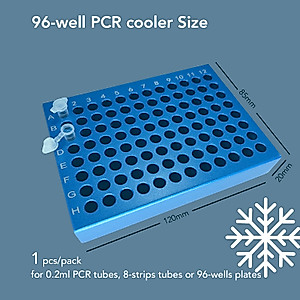 VISOSCI Aluminum Cooling Block - PCR Plate Cooler ，96-Well for 0.2 mL Tubes, Strips or 96-Well Plates (96-Well)