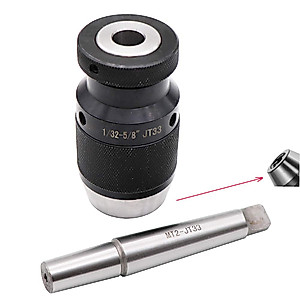 KIPA 1/32"- 5/8" Super Heavy Duty Drill Press Chuck Keyless JT33 Mount & MT2-JT33 Drill Chuck Arbor, High-Precision