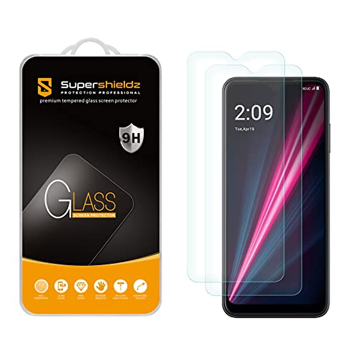 Supershieldz (2 Pack) Designed for T-Mobile Revvl 6 Pro 5G / Revvl 6x Pro 5G Tempered Glass Screen Protector, Anti Scratch, Bubble Free