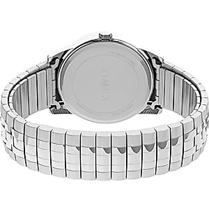 Timex Men's Easy Reader 38mm Perfect Fit Watch – Silver-Tone Case White Dial with Silver-Tone Expansion Band