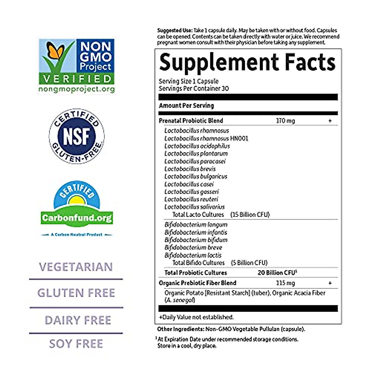 Garden of Life - Dr. Formulated Probiotics Once Daily Prenatal - Acidophilus and Bifidobacteria Probiotic Support for Mom and Baby - Gluten, Dairy, and Soy-Free - 30 Vegetarian Capsules