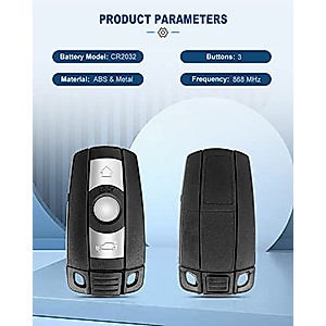 ECCPP KR55WK49123 Uncut 3 Buttons Ignition Key Fob Replacement for B MW 128i 135i 325i 328i 335i 525i 528i 530i 535i 550i 650i M5 M6 X5 X6 KR55WK49123