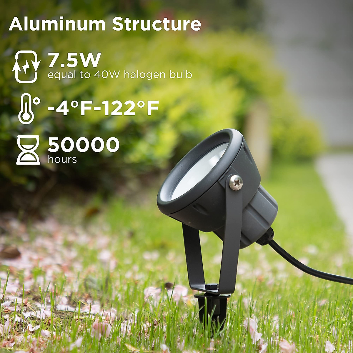 UME 7.5W Smart RGB Color Changing Christmas Lighting LED 120v AC Landscape Lights with APP Control, 400Lumens Bluetooth IP65 Waterproof, Path Lights for Garden Yard Pool Patio Flag Outdoor Spotlights