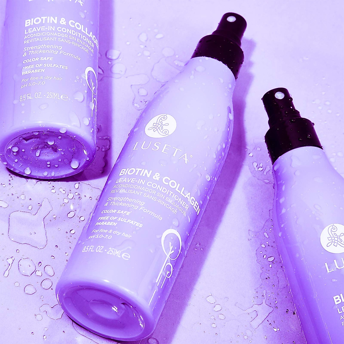 Luseta Biotin Leave in Conditioner for Dry Damaged Hair, Natural Thickening Volume Conditioner for Hair Loss and Thinning,8.5Fl Oz, Hair Detangler Spray for Women