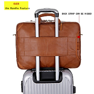 Large Leather Laptop Backpack Briefcase Hybrid 17 Inch Laptop bag Travel Outdoor backpack BP-19 (Brown)