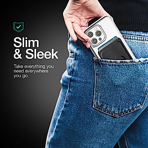 ENCASED Clear Case with Magnetic Wallet Designed for iPhone 15 Pro Case with Card Holder (Compatible with MagSafe) Clear