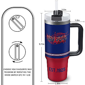 New-York 30 oz Tumbler with Handle and Straw,Car cup,Coffee Mug,100% Leakproof Insulated Tumbler with Lid and Straw,Made of Stainless Steel,Cup Holder Friendly Base,Classic Collection Gifts for Fans