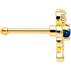 Body Candy 20G Steel Nose Ring Green Synthetic Opal Shamrock Nose Stud Nose Bone Body Piercing Jewelry 1/4"