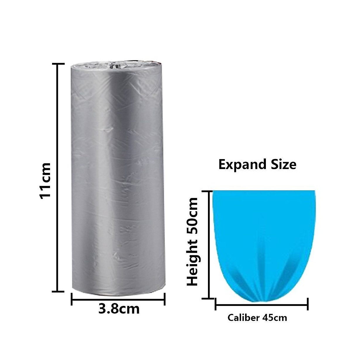 5 Rolls Small Trash Garbage Bags, 4 Gallon Strong Thin Material Disposable Kitchen Garbage Bags, Durable Plastic Trash Bags for Office Home Bedroom Garden Waste Bin, 100 Counts (Silver)