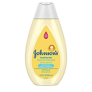 Johnson's Baby Head-to-Toe Gentle Baby Body Wash & Shampoo, Tear-Free, Sulfate-Free & Hypoallergenic Bath Wash & Shampoo for Baby's Sensitive Skin & Hair, Washes Away 99.9% of Germs 10.2 fl. oz