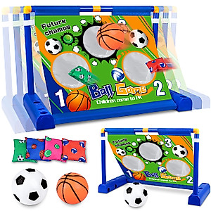 Electric Moving Football Goal Net Set, Football Target Toss with Footballs and Pump,Interactive Training Game Toys for Indoor Outdoor Sports Ball Game, Gift for Boy Girl 3 4 5 6 7 Year
