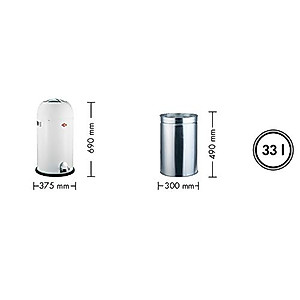 WESCO 184631-26 Pedal Bin & Metal Liner, 9.8 gal (33 L) Safety Pink