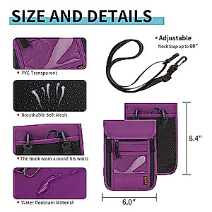 Lufyzora Passport Holder Neck Pouch for Women&Men Adjustable Strap Neck Wallet for Traveling RFID Blocking Travel Wallet (Purple)