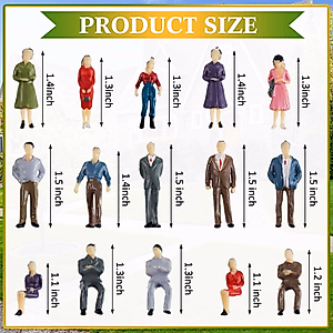 Juexica 30 Pcs Mini People Figurines 1: 50 Scale Model Trains Architectural Painted People Figures Tiny People Plastic Miniature Figurines Sitting Standing People for Miniature Scenes (Vintage Style)