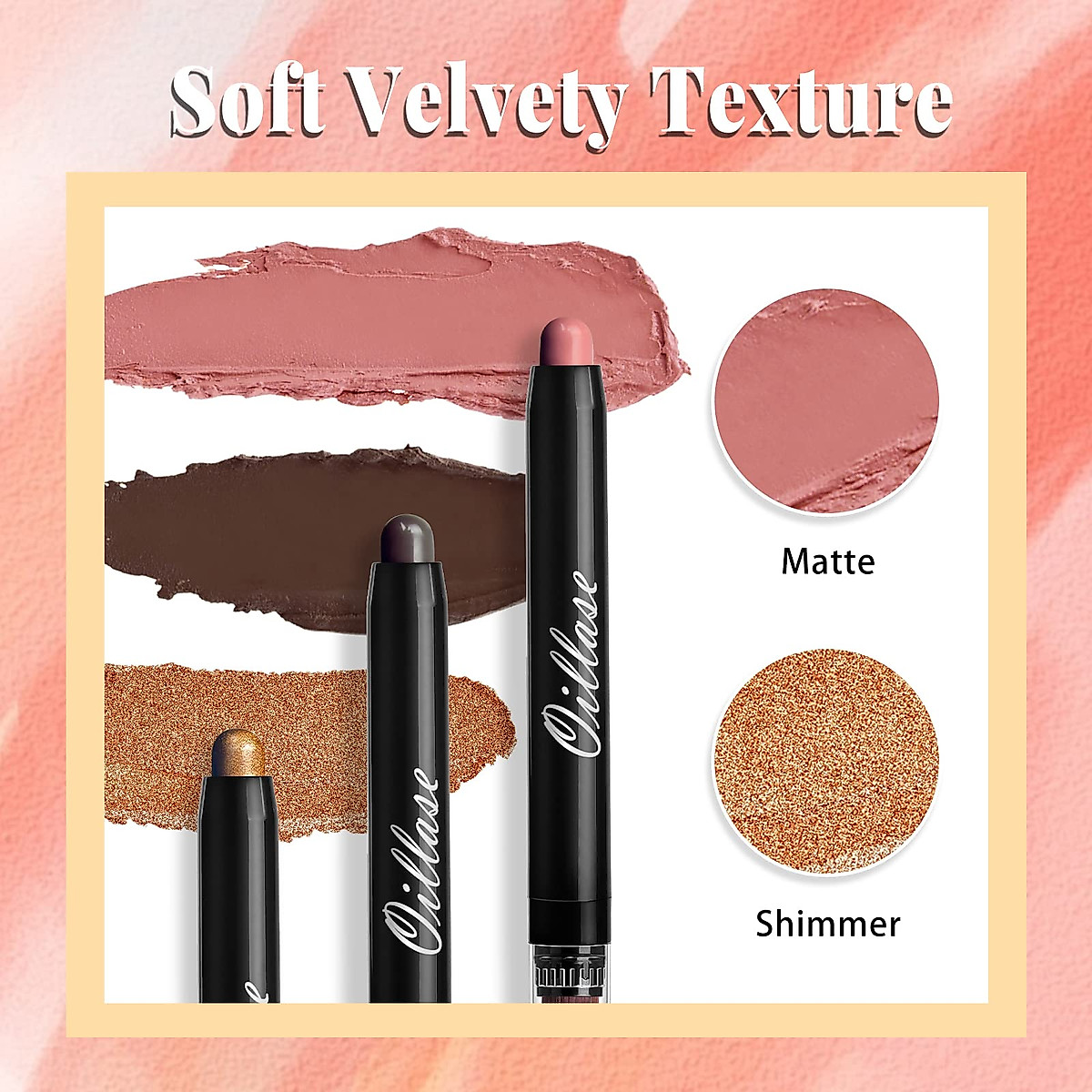 Oillase 12 PCS Eyeshadow Stick Sets with Smudge Proof Eyeshadow Primer Base, Glitter, Shimmer and Matte Eyeshadow Pen/Pencil Crayon with Soft Brush, Cream Eye Shadow Stick Makeup,