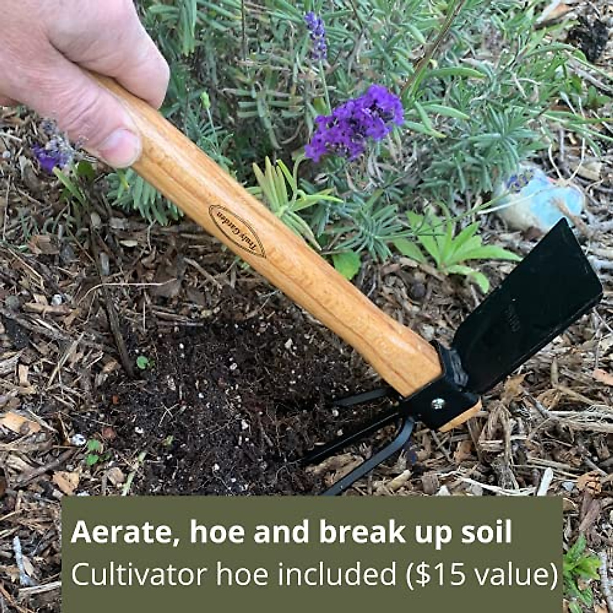 Truly Garden Upgraded Foldable Garden Kneeler and Seat - Includes Cultivator Hoe Garden Tool and Two Tool Pouches. Lightweight and Heavy Duty with Comfortable EVA Foam Pad