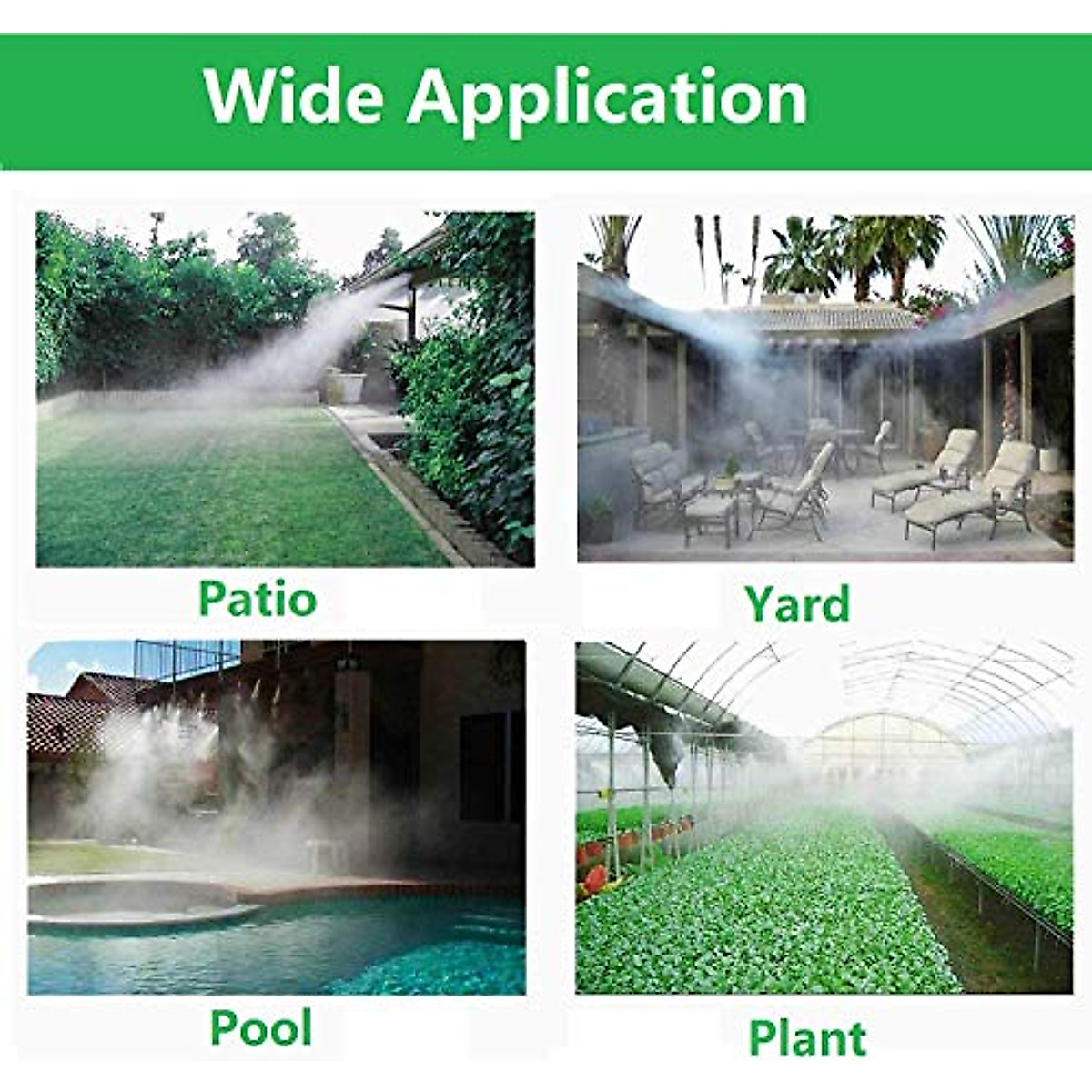 Daduleeh Outdoor Misting Cooling System,Misting Line,Brass Mist Nozzles for Patio Garden Greenhouse Outdoor Mister Trampoline for waterpark 10m