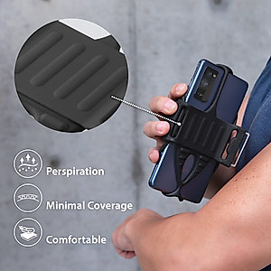 Bone Run Tie 2 Phone Holder for Running Armband Universal Cell Phone Holder, Running Arm Bands for Cell Phone Size 4.7-7.2 Inches for iPhone15 14 13 12 11 Samsung Galaxy (Black -L/Arm 9.8-15.7")