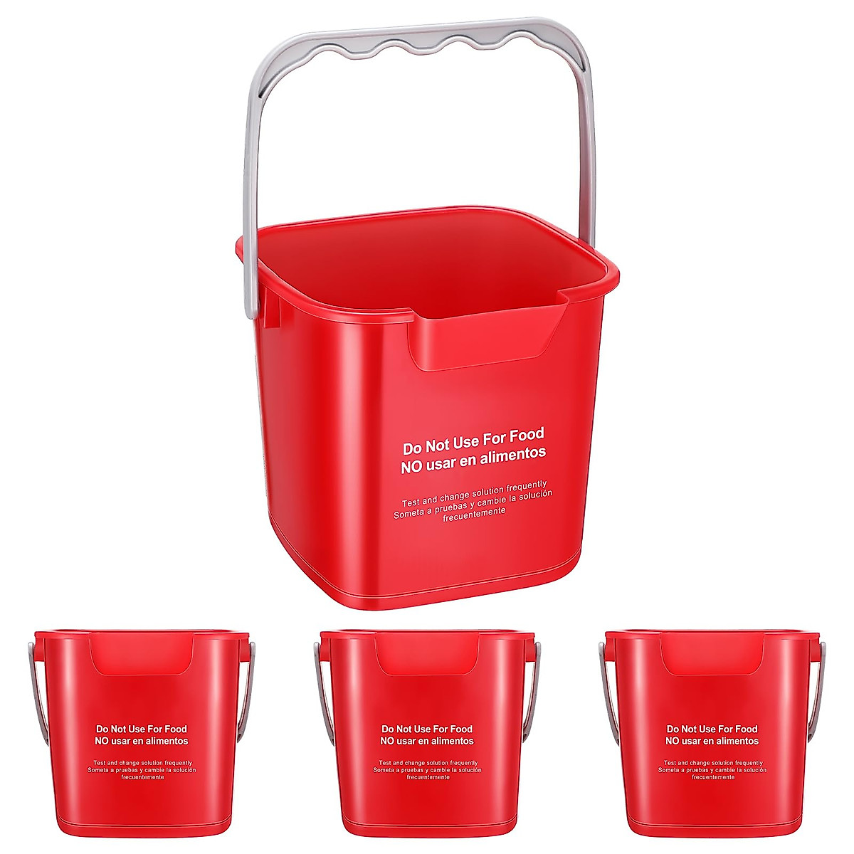 Uiifan 3 Pcs 6 Quart Bucket for Cleaning Small Sanitizing Square Bucket Detergent Pail Plastic Utility Cleaning Pail for Home Commercial Restaurant Kitchen Office School Commercial Use(Red)