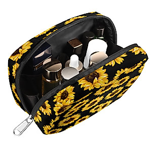 Travel Toiletry Bag for Women Travel Makeup Bag Organizer Cute Small Make Up Bag for Traveling Women Cosmetic Bag, Waterproof Shaving Bag for Men Travel Essentials Toiletries (Sunflower)