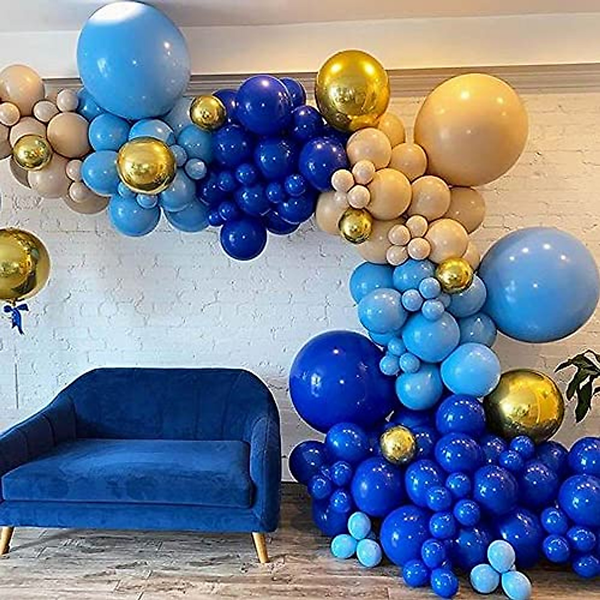 141pcs Navy Blue Balloon Garland Arch Kit 18'' 10'' 5'' Royal Blue Macaron Blue Balloons and Metallic Gold Silver Balloon for Kids Boys Birthday Party Wedding Baby Shower Decorations (Royal Blue)