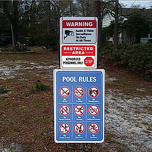 Monifith Pool Rules Sign No Diving No Pushing No Running No Peeing for Commercial Swimming Pools Yard Signs 8X12 Inch