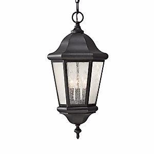 Sea Gull Lighting OL5911BK Martinsville Three Light Outdoor Pendant Lantern, Black