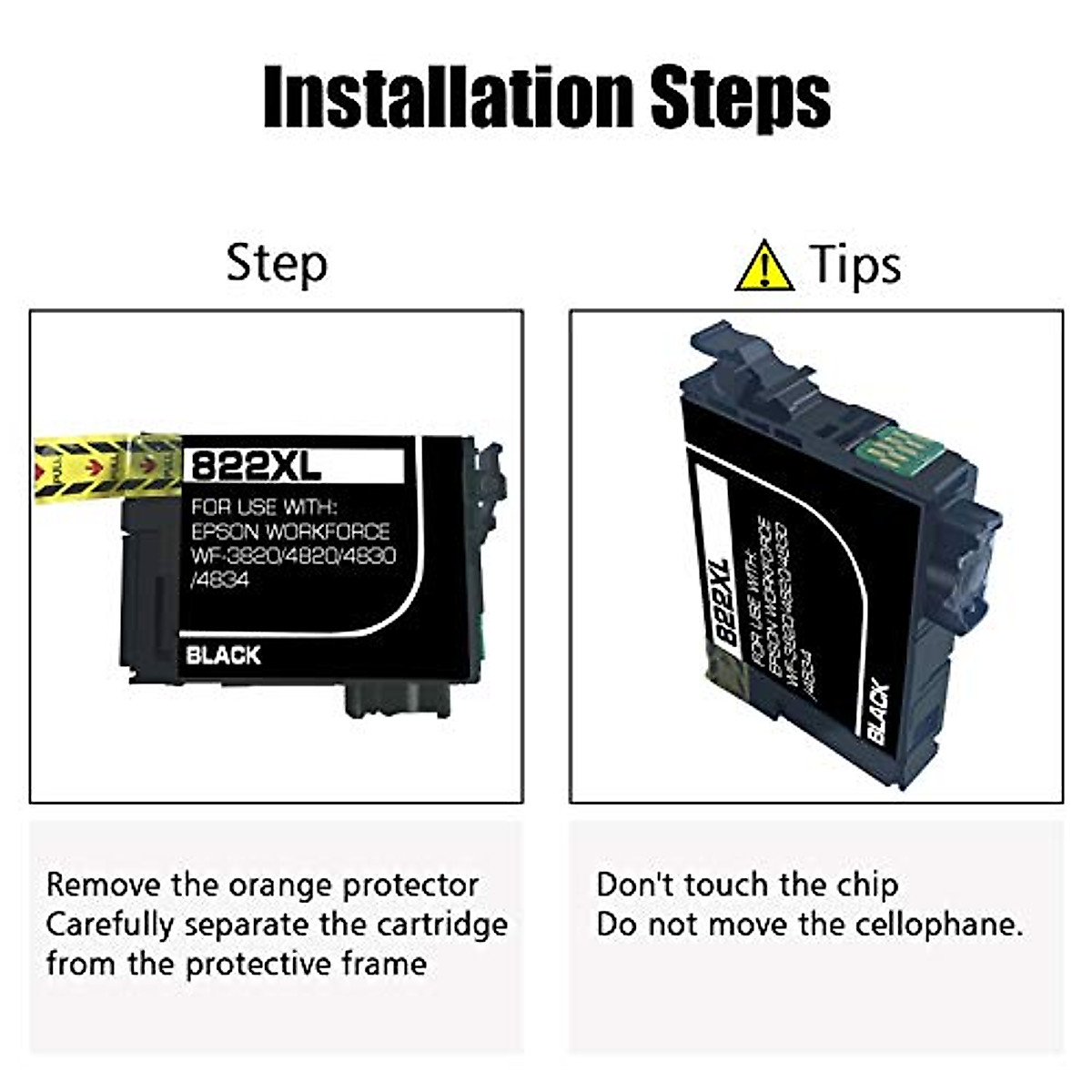 NoahArk 4 Packs 822XL Remanufactured Ink Cartridge Replacement for Epson 822 822XL T822 T822XL High Yield for Workforce Pro WF-3820 WF-4820 WF-4830 WF-4833 WF-4834 Printer (Black Cyan Magenta Yellow)