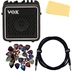 Vox Mini Go 3 Portable Modeling Amplifier Bundle with Instrument Cable, Picks, and Austin Bazaar Polishing Cloth