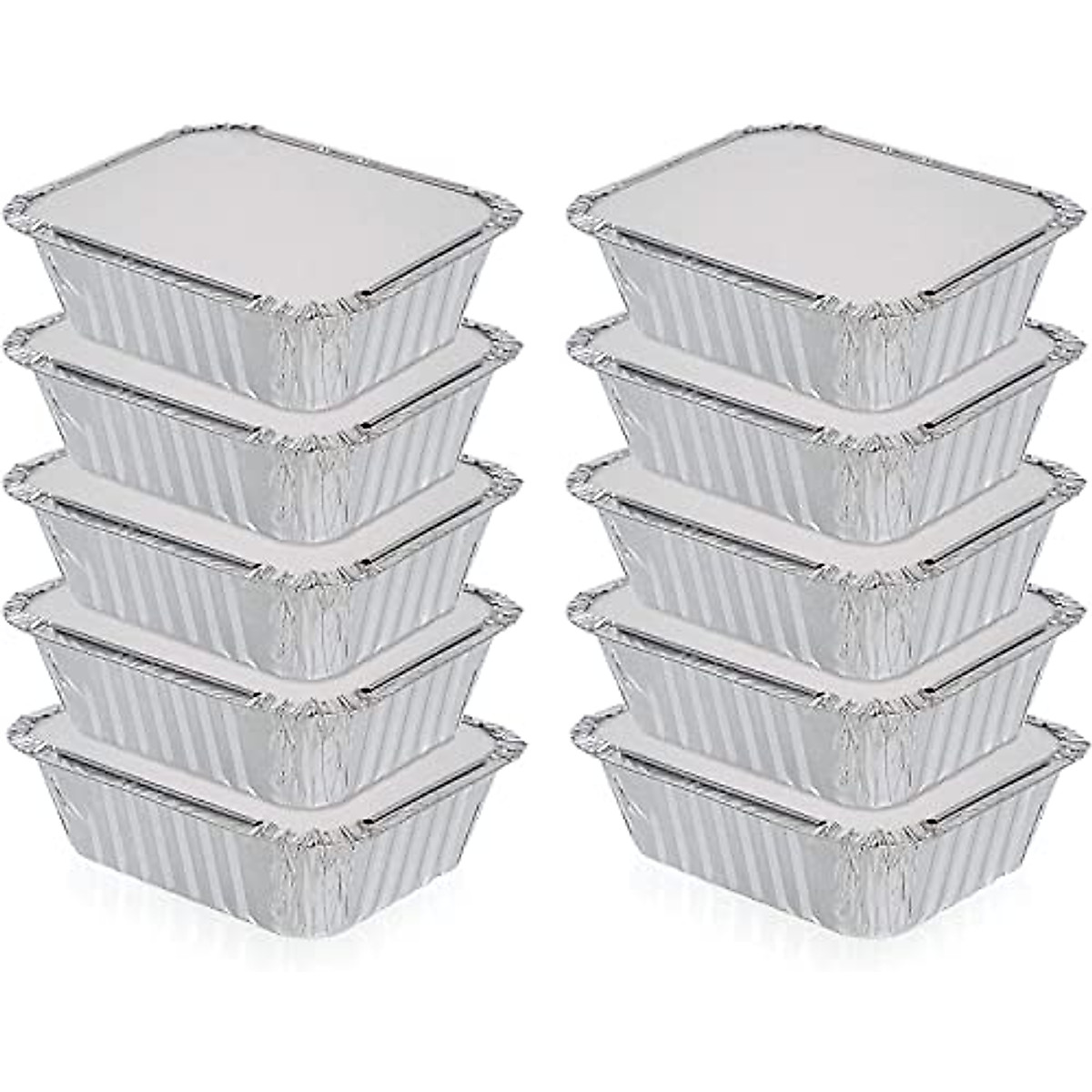 Aluminium Disposable Foil Food Container with Lids (Pack of 50) Reusable Takeaway Containers, Great for Baking Roasting Cooking Food Storage, 14 x 12 x 5cm