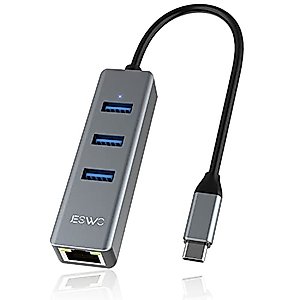 USB C to Ethernet Adapter, JESWO USB-C Hub with Ethernet Adapter, Thunderbolt 3/Type-C Gigabit Ethernet LAN Network Adapter, Compatible for MacBook, iMac, iPad Pro, XPS, and More