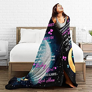 WUEOVM to My Daughter Blankets from Mom, Daughter Gifts Letter Printed Throw Fleece Blankets, Birthday Gifts Thanksgiving Day Holiday Blanket 50 x60 inchs