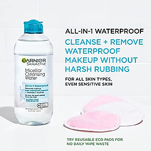 Garnier SkinActive Micellar Water For Waterproof Makeup, Facial Cleanser & Makeup Remover, 13.5 fl. oz, 2 count (Packaging May Vary)
