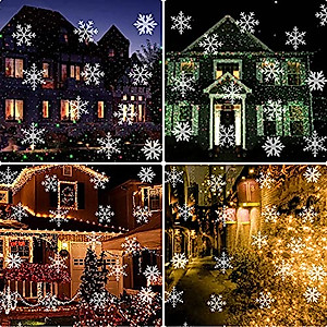 Christmas Projector Lights Outdoor Projector Lights Waterproof Plug in Moving Effect Wall Mountable for Halloween Christmas Holiday New Year Home Party Decoration Show (Snow--Flake)
