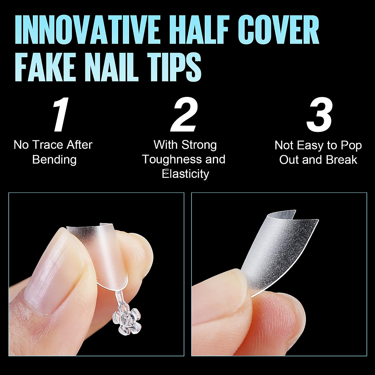 TOMICCA Short Oval Nail Tips, 240Pcs Acrylic Full Matte Nail Tips, 12 Sizes No C Curve Fake Half Cover Nail Tips for Nail Extension Salon Home DIY