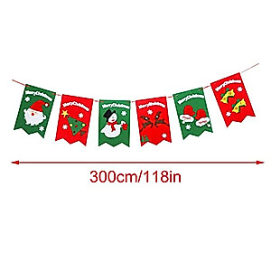 Christmas Wall Decor Banner Hanging Bunting Garland Banner Decoration Supplies Handheld Flag Poles Tall (E, One Size)