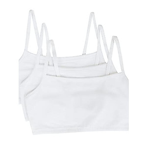 Fruit of The Loom Womens Spaghetti Strap Cotton Pull Over 3 Pack Sports Bra, White/White/White, 44