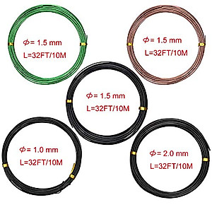 5 Roll Aluminum Bonsai Training Wire Tree 160 Feet Total with Bonsai Wire Cutter Anodized Wire 1/1.5/2.0 mm Training Wire for Holding Bonsai Branches Small Trunks
