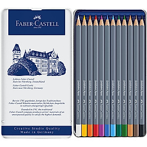 Faber-Castell Goldfaber Aqua Watercolor Pencils - Tin of 12 Colors, Pre-Sharpened Water Colored Pencils