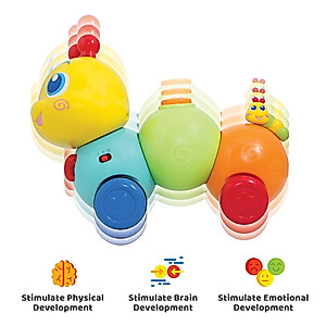 KiddoLab Crawling Caterpillar Baby Toy - Apple-Shaped Remote Control with Easy-Press Buttons- Plays 10 Children's Nursery Rhymes - Musical Toys for Toddlers