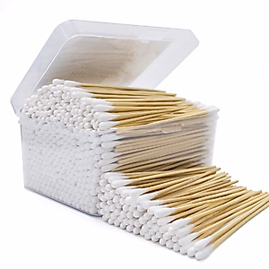 500/1000Ct 6'' Lint Free Long Cotton Swabs - Pure Cotton Tips Gun Cleaning Swabs with Durable Stem, Also fit Makeup, Pet Care, Electronic, Household- Case Package