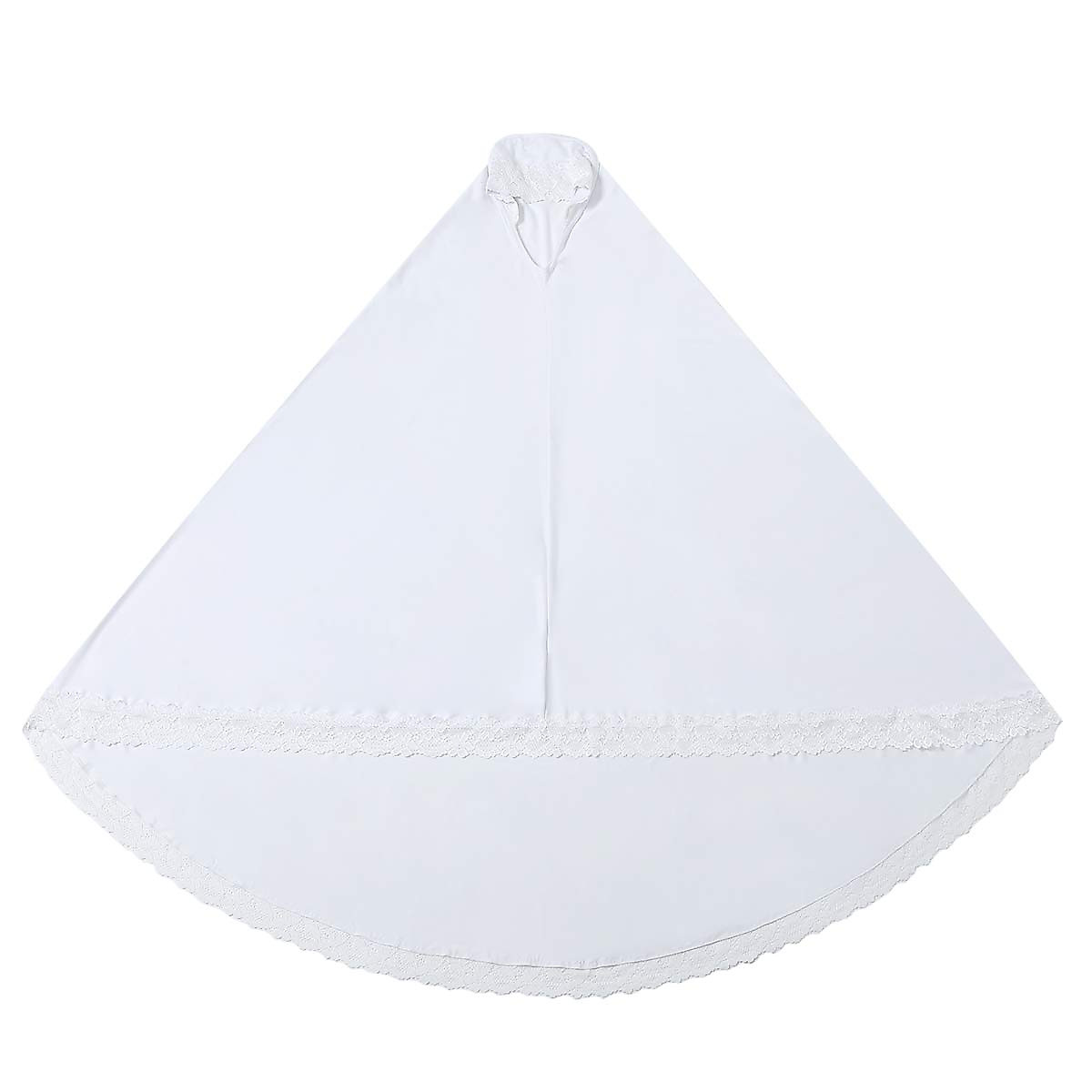 khalat Women's Elegant Hijab Lace Trim Muslim Islamic Ramadan Soft Lightweight Hijab Long Scarf White